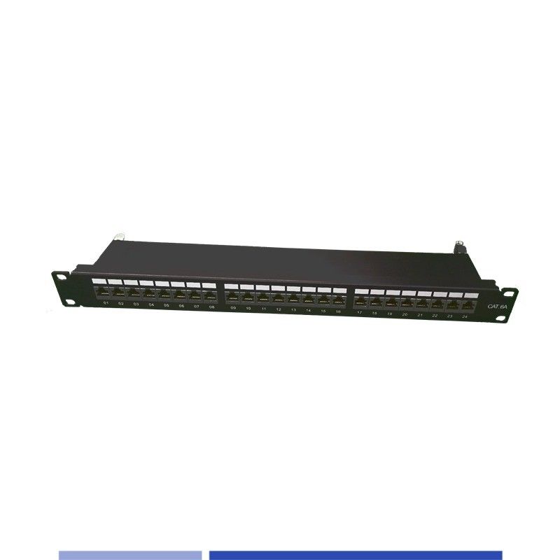 Cat6A Patch Panel 24 Port Shielded 1U Rack Mount Untuk sistem kabel